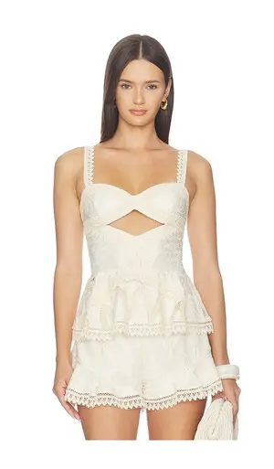PatBO Bertha Lace Top - White