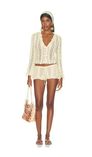 SNDYS. Crochet Knit Cardigan