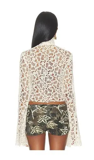 SIEDRES Embroidered Fluted Top With Front Zipper