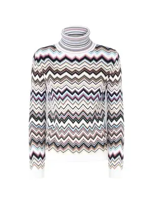 Missoni Zig Zag Motif Turtle-neck Sweater - Blue