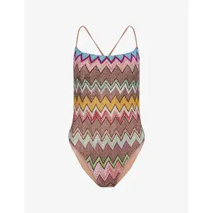 Missoni Square Neck Chevron Knitted Swimsuit - Multi
