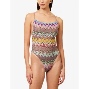 Missoni Square Neck Chevron Knitted Swimsuit