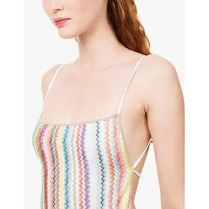 Missoni Straight Neck Zig-zag Pattern Swimsuit