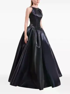 GEMY MAALOUF Embellished Halter Neck Gown - Black