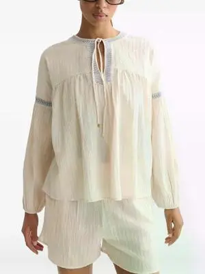 Scotch & Soda Embroidered Trim Gathered Blouse
