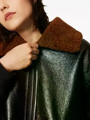 TWINSET Padded Faux Shearling Bomber Jacket