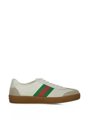 Gucci Web-stripe Leather Sneakers - Neutrals