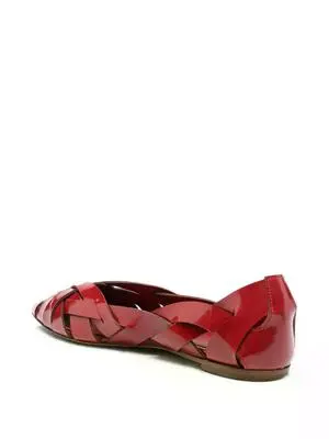 DEL CARLO Woven Patent-leather Ballet Flats