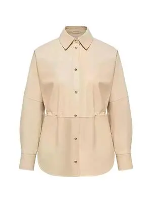 Moncler Leather Long-sleeve Shirt - Neutrals