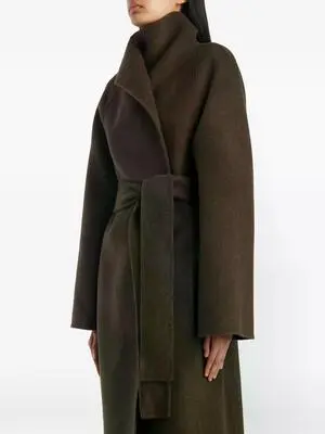Khaite Romare Coat Wool Wrap Coat With Stand Collar - Brown