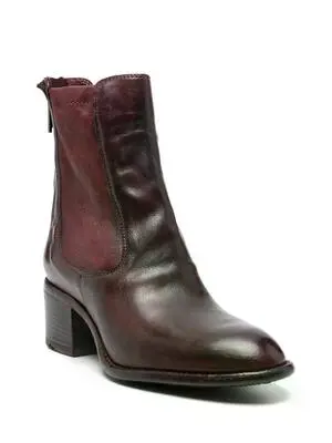 LEMARGO Rear-zip Leather Ankle Boots - Red