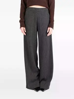 SOCIETE ANONYME Prince Of Wales Check Wool Wide Leg Trousers - Grey