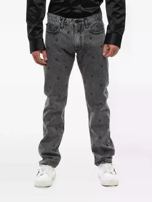 Off-White Apple-pattern Slim-fit Jeans - Grey