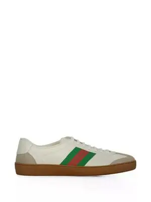 Gucci Web-stripe Leather Sneakers - Neutrals