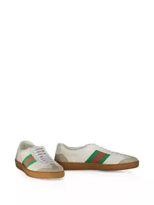 Gucci Web-stripe Leather Lace-up Sneakers