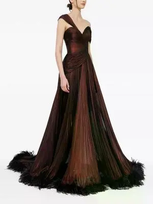 IRIS SERBAN Carla Feather-trimmed Gown