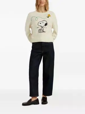 Chinti & Parker Snoopy Embroidered Crew Neck Sweater