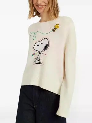 Chinti & Parker Snoopy Embroidered Crew Neck Sweater