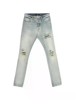 Amiri Stud-embellished Distressed Jeans - Blue