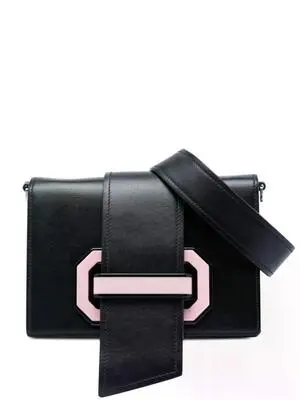 Prada City Calf Plex Ribbon Crossbody Bag - Black