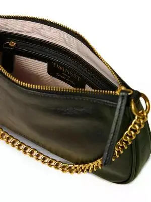 TWINSET Leather Shoulder Bag With Chain Strap