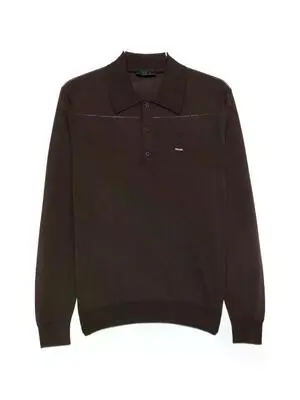 Prada Logo-embroidered Knitted Polo Shirt - Brown