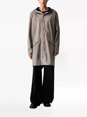 Rains Hooded Press-stud Coat - Grey