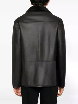 MANZONI 24 Leather Shearling Collar Jacket