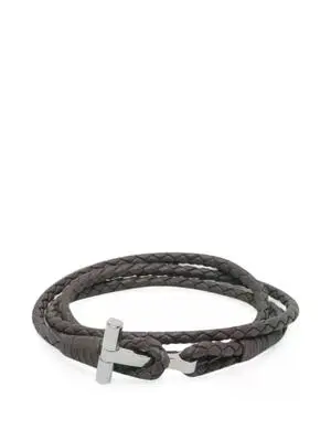 TOM FORD Braided Leather Bracelet With Silver-tone Hardware