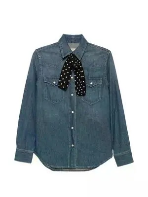 Valentino Garavani Vlogo Polka Dot Pussy-bow Shirt - Blue