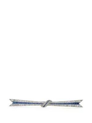 LB EXCLUSIVE Diamond And Sapphire Bow Brooch - Silver
