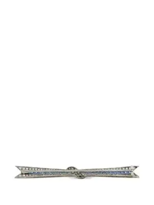 LB EXCLUSIVE Diamond And Sapphire Bow Brooch In 18k White Gold
