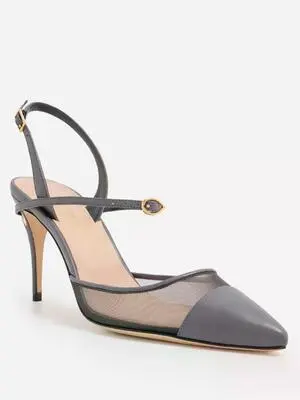 Jennifer Chamandi Vittorio Mesh-panel Slingback Pumps