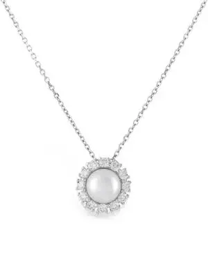 ASSAEL Pearl Diamond Halo Necklace