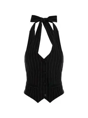HAMZA Striped Halterneck Vest
