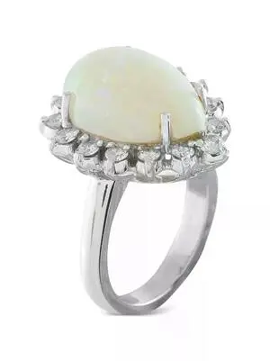 LB EXCLUSIVE 18k White Gold Opal And Diamond Ring - Silver