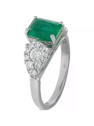 LB EXCLUSIVE Emerald And Diamond Ring In 18k White Gold