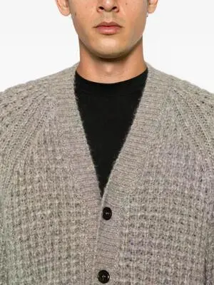 ROBERTO COLLINA V-neck Waffle Knit Cardigan