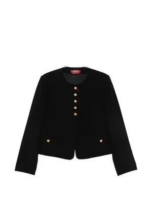 Max Mara Collarless Button-up Jacket - Black