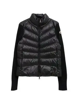 Moncler Quilted Knit-sleeve Jacket - Black