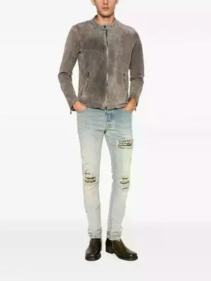 GIORGIO BRATO Zip-up Suede Jacket - Grey