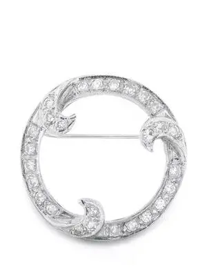 LB EXCLUSIVE 14k White Gold Diamond Open Circle Brooch