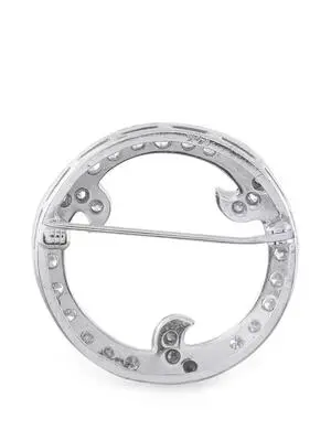 LB EXCLUSIVE 14k White Gold Diamond Open Circle Brooch