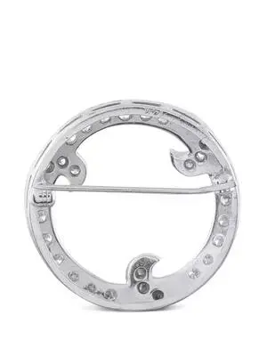 LB EXCLUSIVE 14k White Gold Diamond Open Circle Brooch