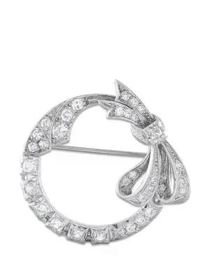 LB EXCLUSIVE 14k White Gold Diamond Bow Brooch - Silver