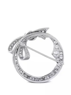 LB EXCLUSIVE 14k White Gold Diamond Bow Motif Brooch - Silver