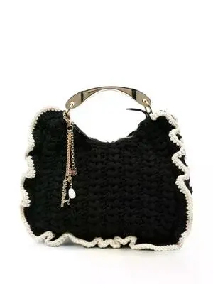 TWINSET Crochet Ruffled-trim Tote Bag - Black