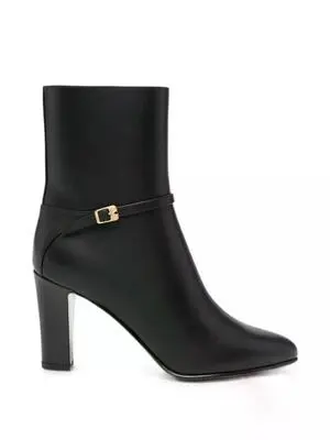 Valentino Garavani Buckle-strap Leather Ankle Boots - Black