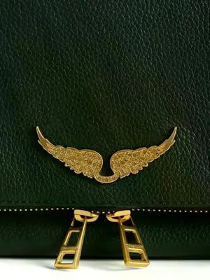Zadig&Voltaire Grained Leather Rock Clutch With Embellished Wings