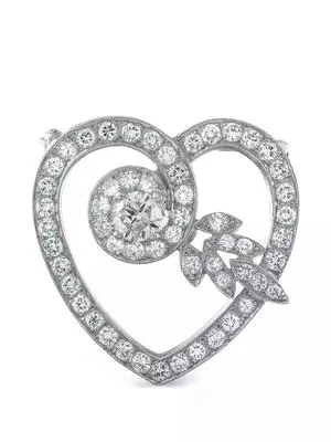 LB EXCLUSIVE Platinum And Diamond Heart Brooch - Silver